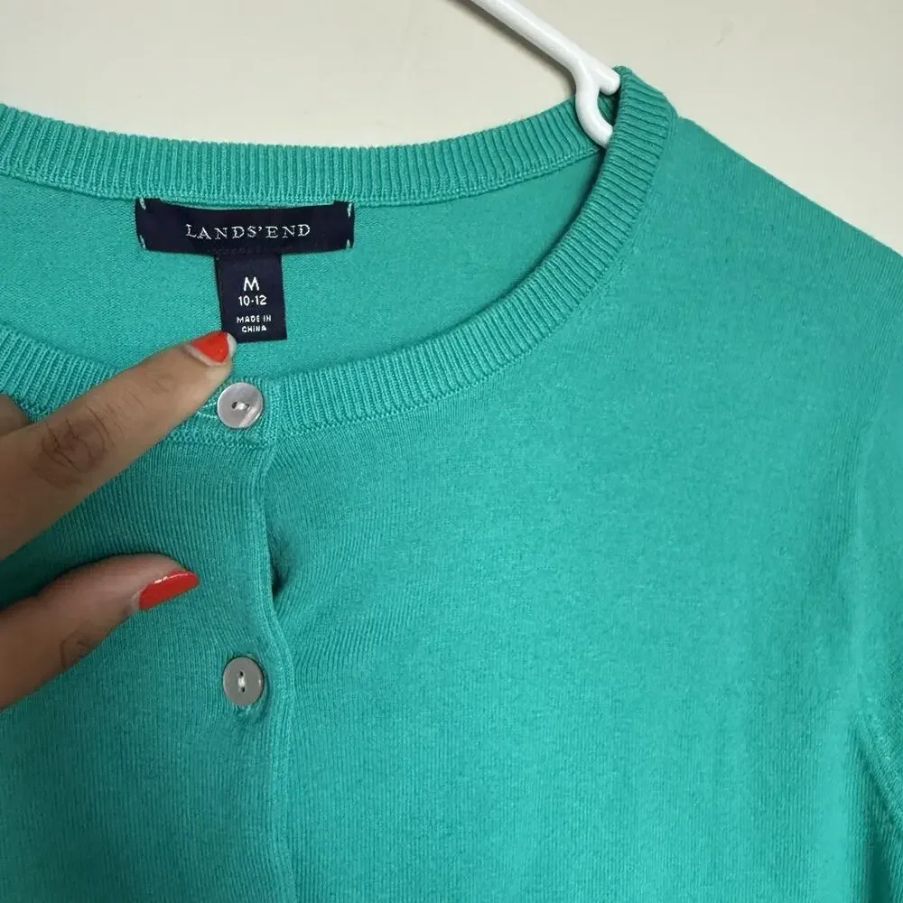 Lands' End | Sweaters | Lands End Womens Cardigan Sweater Medium Blue ...